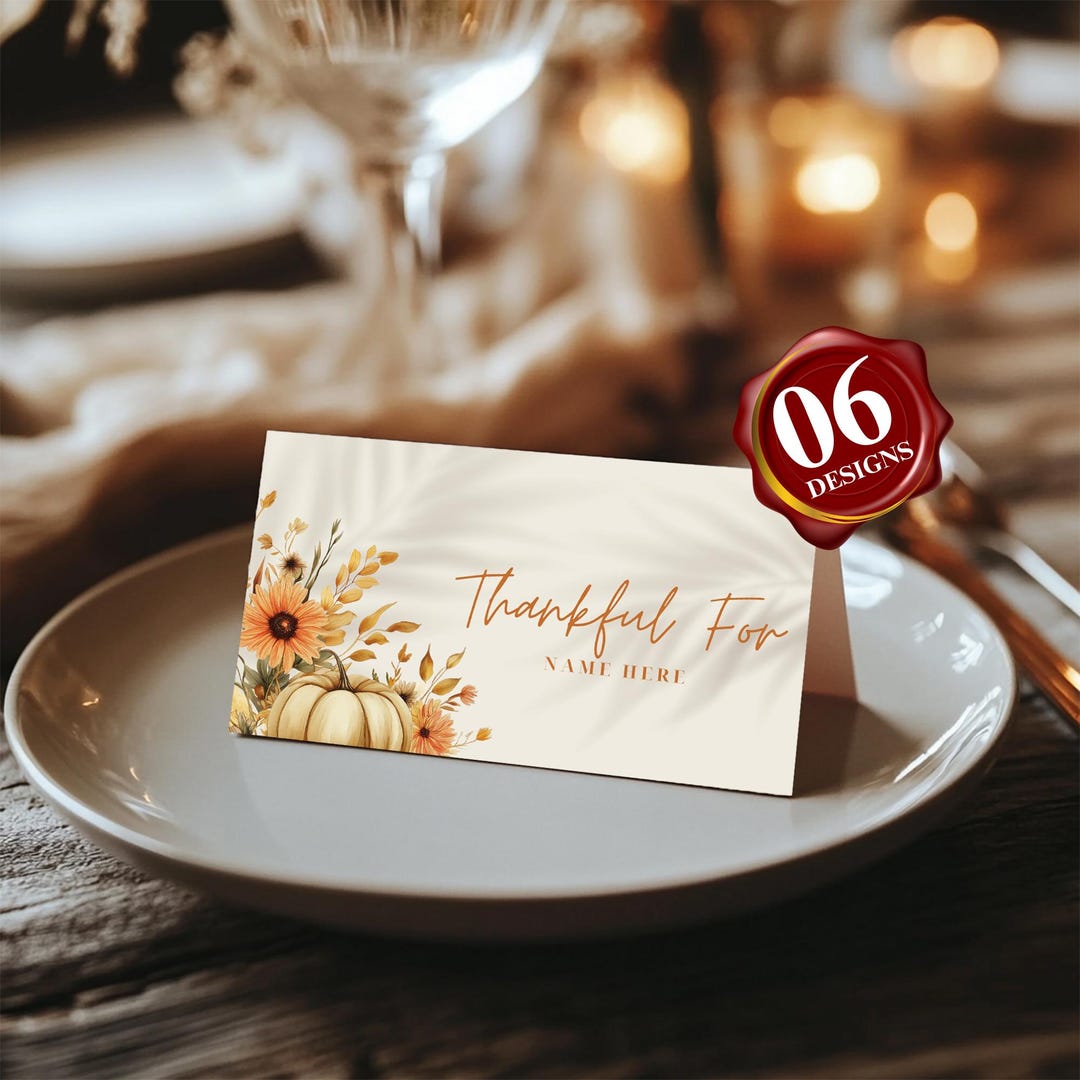 Editable Thanksgiving Place Card Canva Template |custom Thanksgiving ...