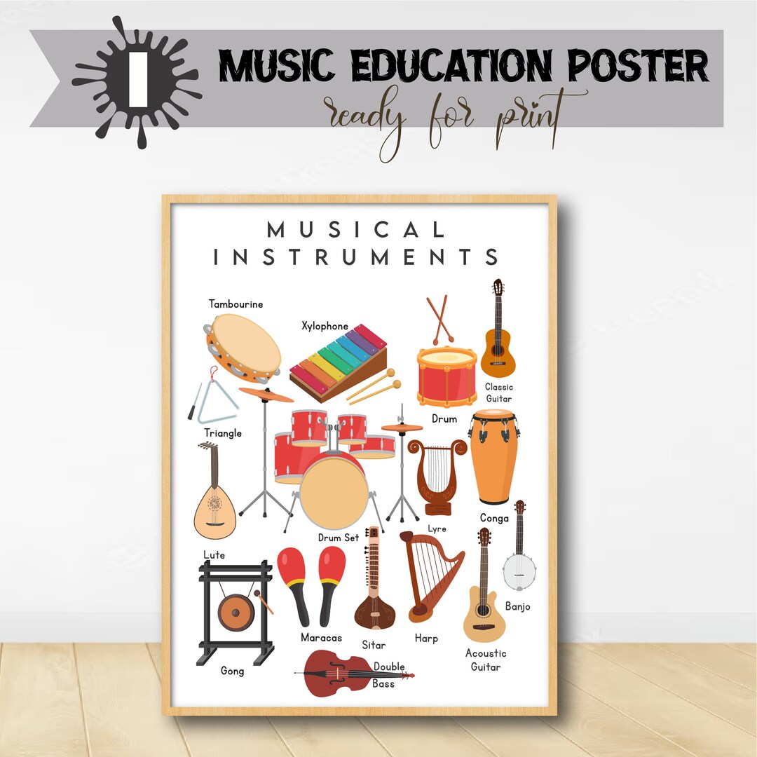 Musical Instruments Poster Educational Poster Homeschool Decor Rainbow ...