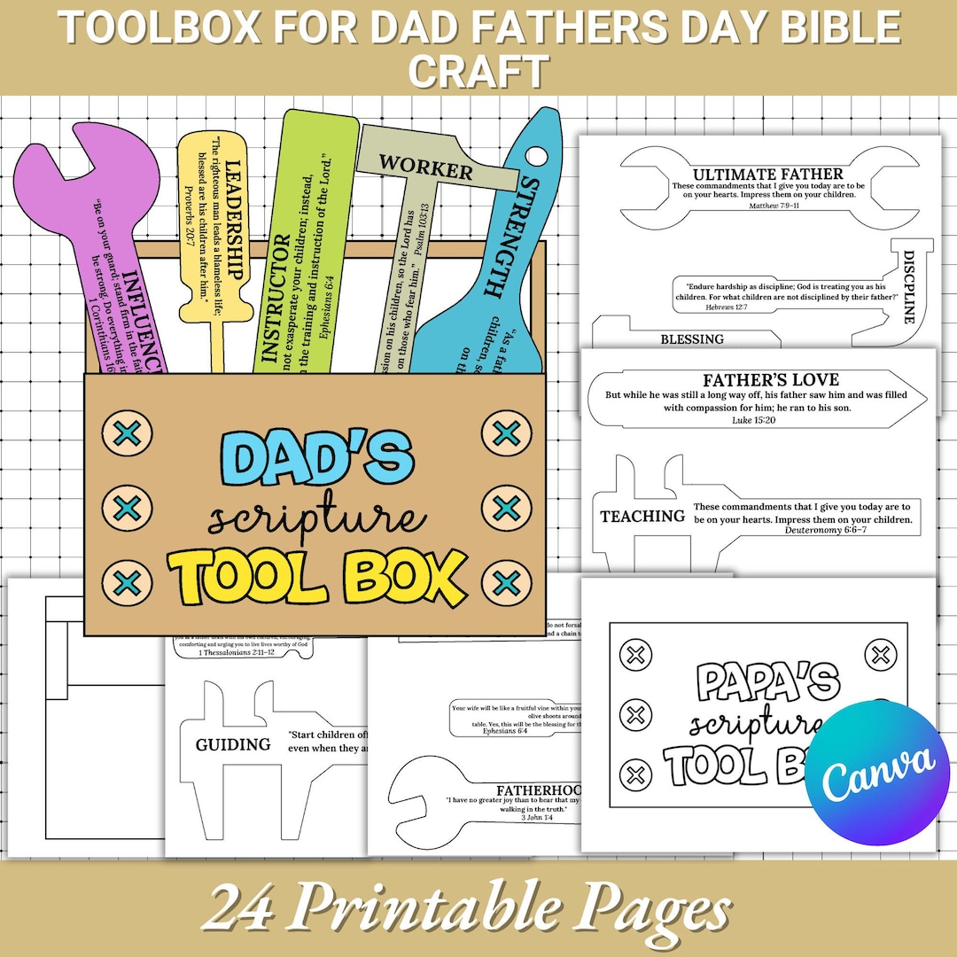 Fathers Day Toolbox Bible Craft Template |printable Canva Template ...