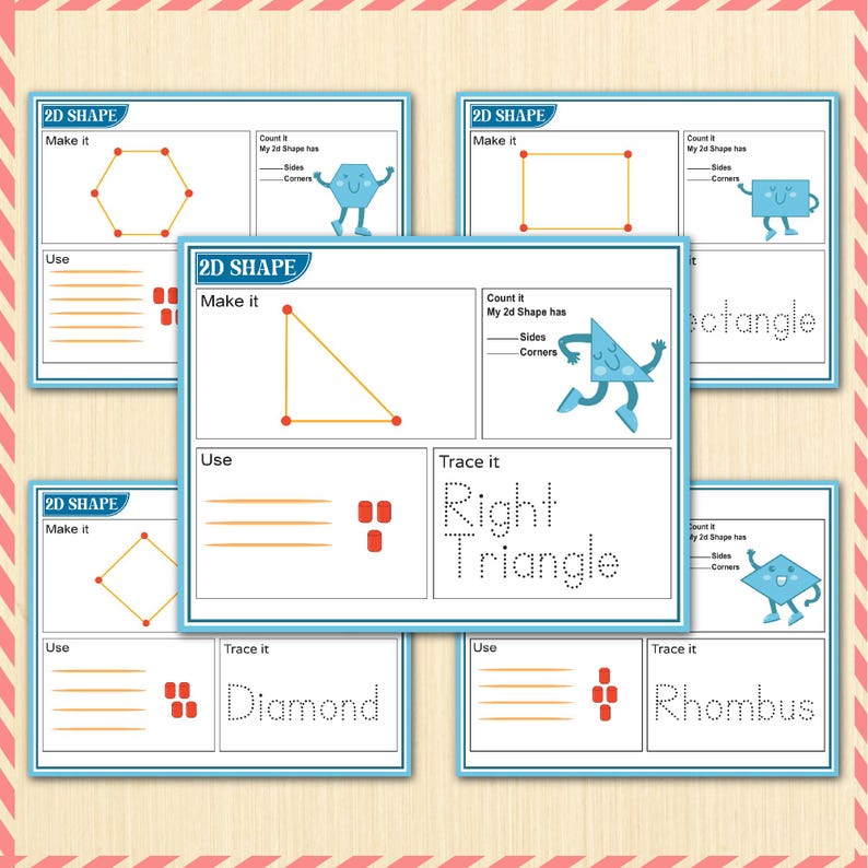 Toothpicks 2D Shapes Activity: Learning Game (printable) - Etsy
