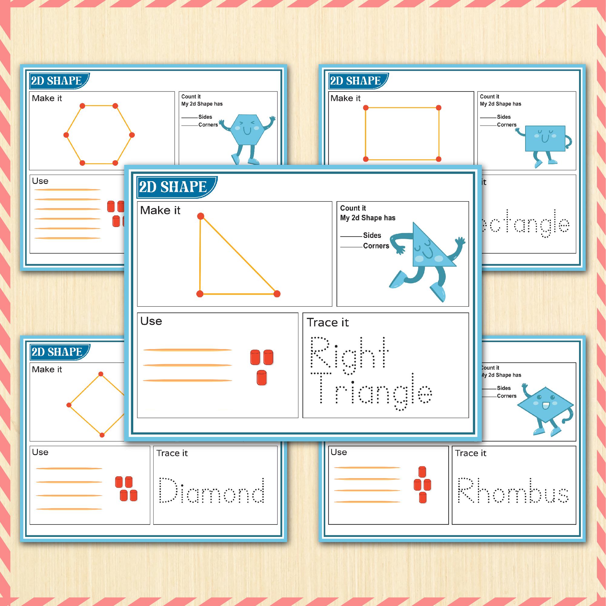 Toothpicks 2D Shapes Activity: Learning Game (printable) - Etsy