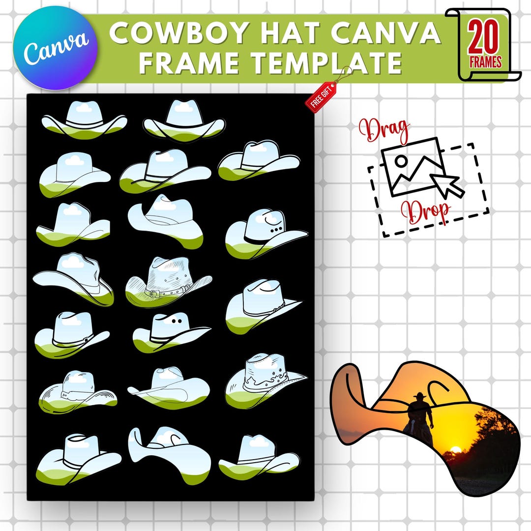 Cowboy Hat Frame Template: Editable Western Design (canva Template) - Etsy