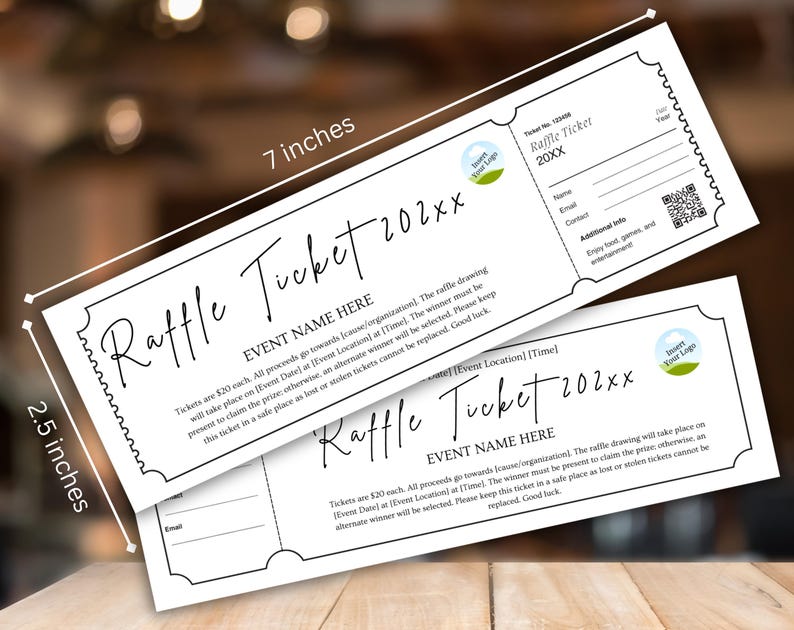Editable Raffle Ticket Template: Printable Canva Design (digital ...