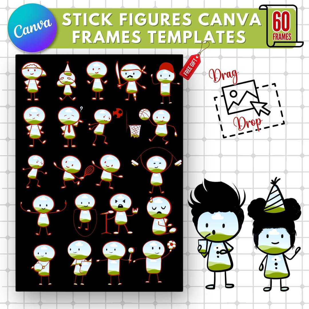 Stick Figures Template |editable + Printable Canva Template |custom ...