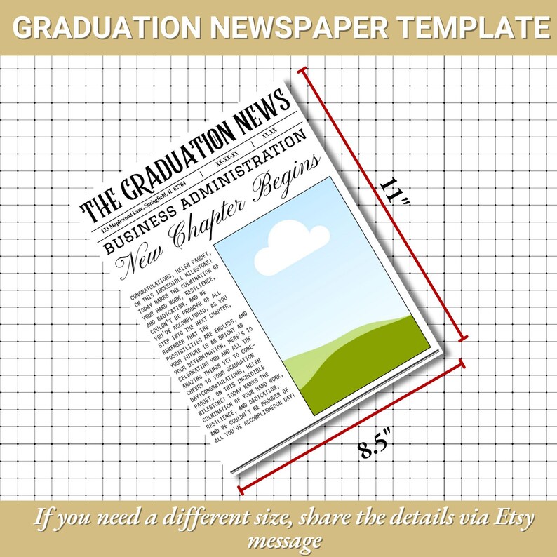 Graduation Newspaper Announcement Template: DIY Photo Keepsake (canva ...