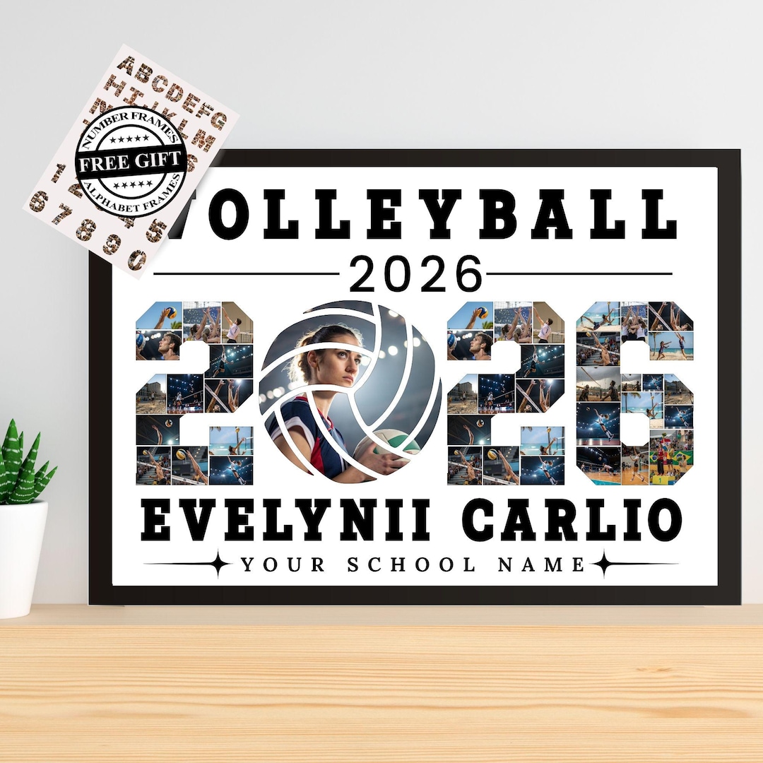 Volleyball Photo Collage Template: Customizable Sports Memory Gift ...
