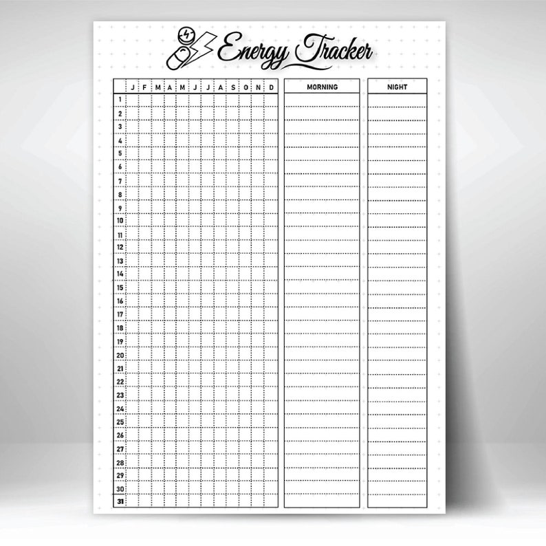 Energy Tracker Printable: A4 Health Journal (PDF) - Etsy