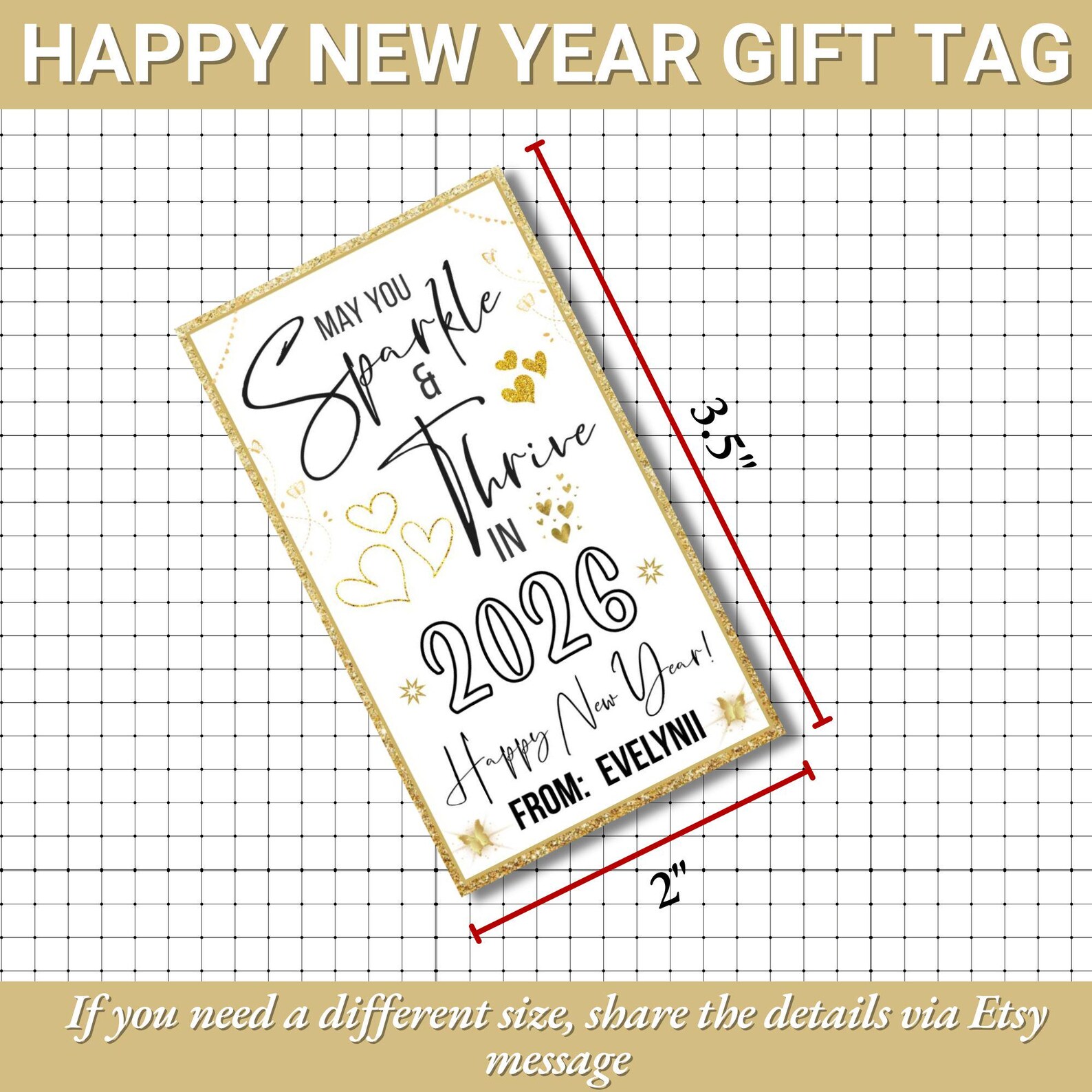 Happy New Year Gift Tag Card Template |editable New Year's Eve Card ...