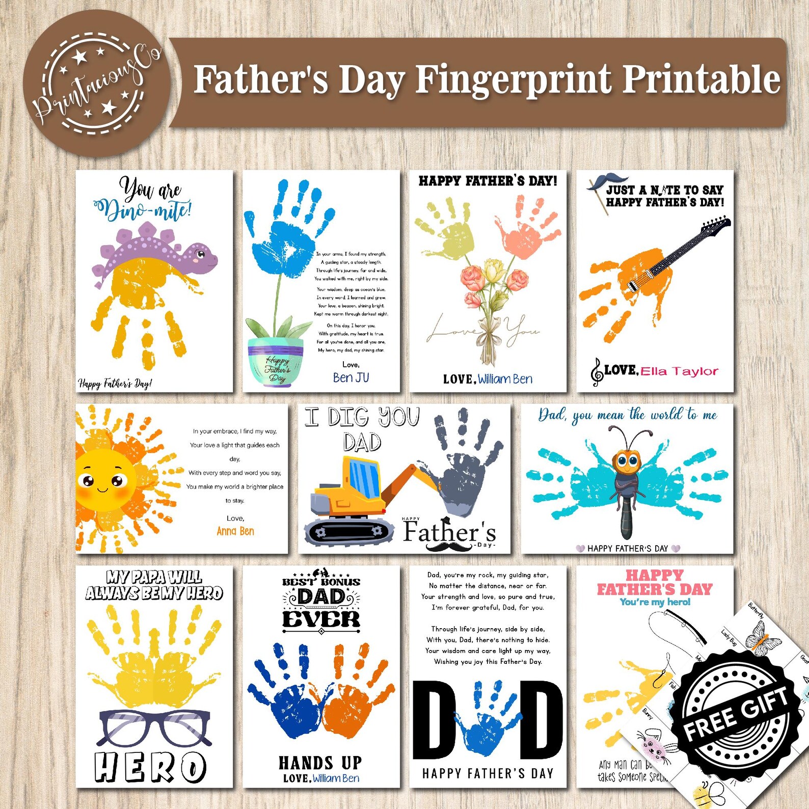 Father's Day Handprint Art: Keepsake Card Printable (PDF) - Etsy