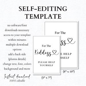 5 Editable for the Kiddos Sign Templates |kids Wedding Activities Table ...