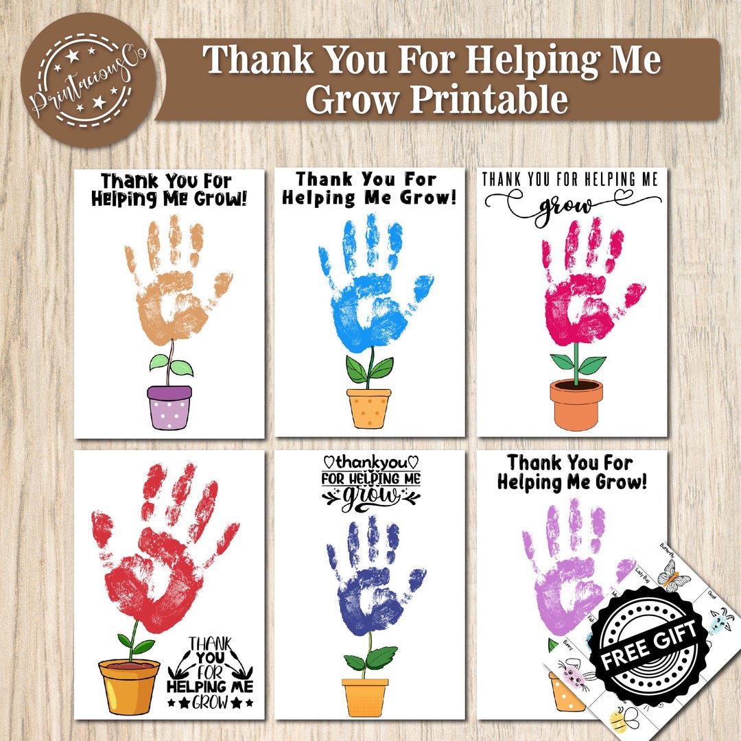 Thank You for Helping Me Grow Handprint Appreciation Pre-school Gift ...