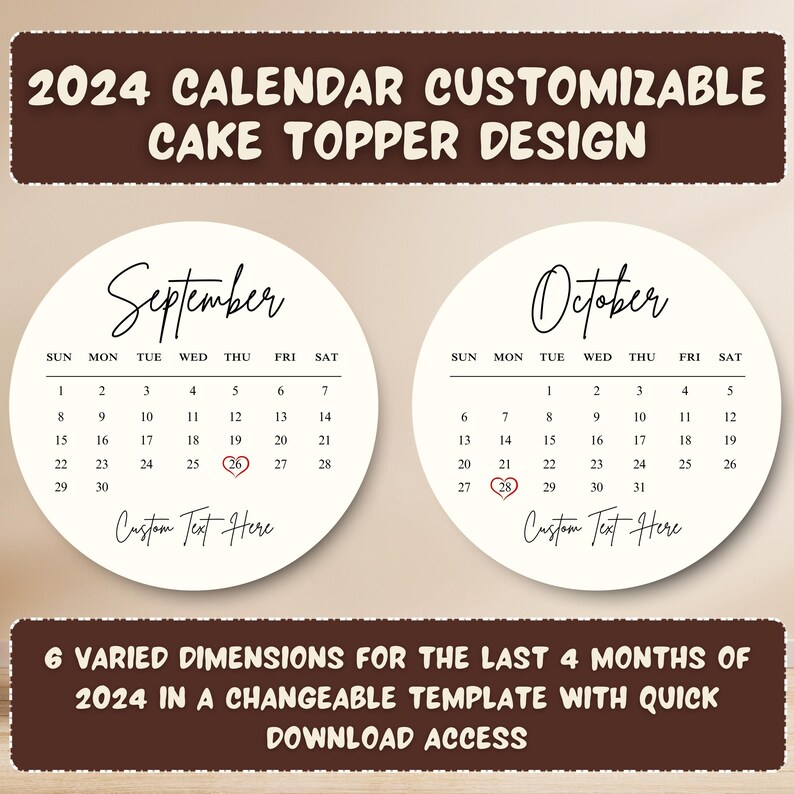 Burn Away Cake Topper Calendar Template: Editable Birthday Cake ...