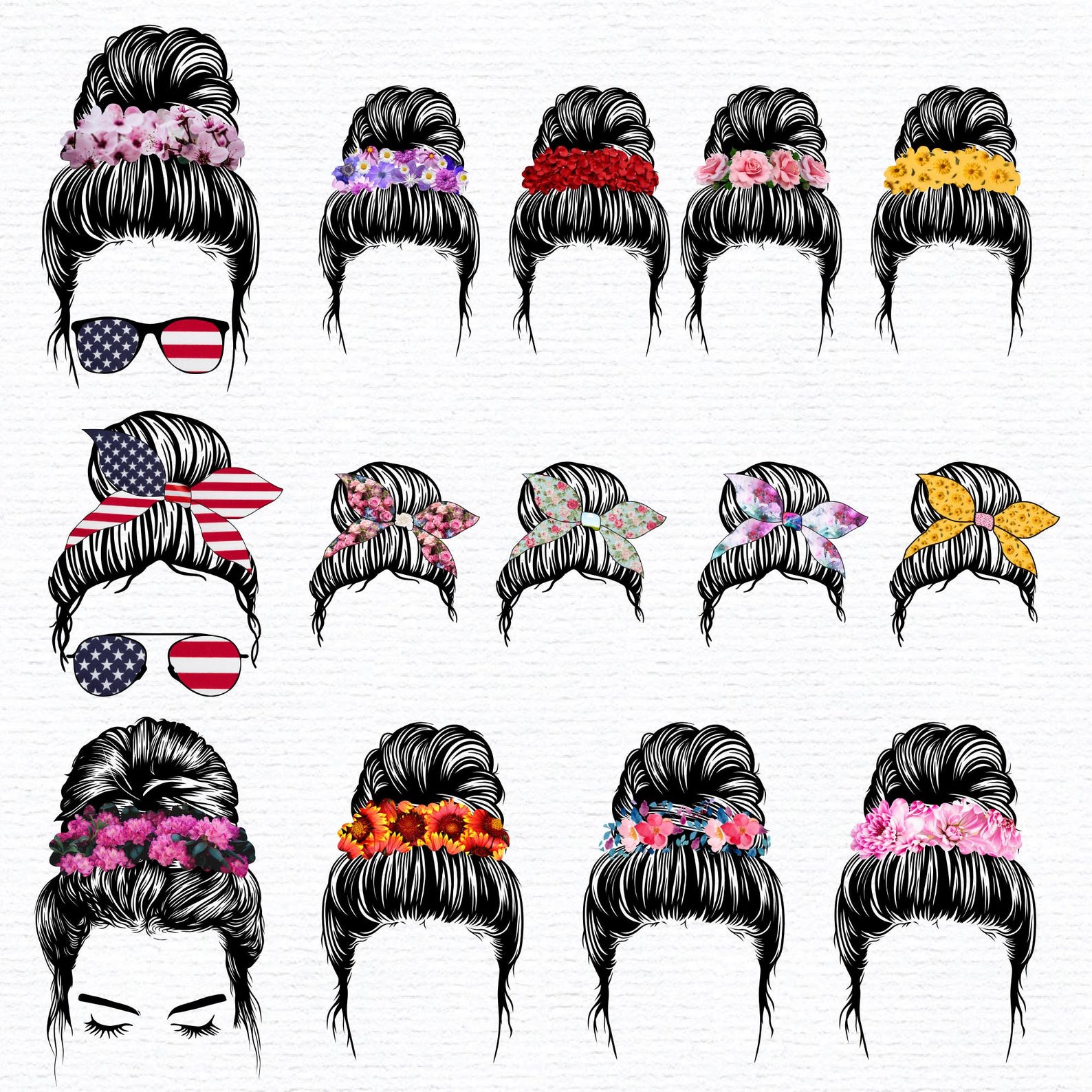 Messy Bun SVG Canva Frame Template: Editable Collage (digital Download ...