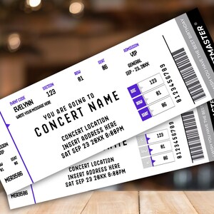 Editable Concert Ticket Template: Printable Surprise Gift (digital ...
