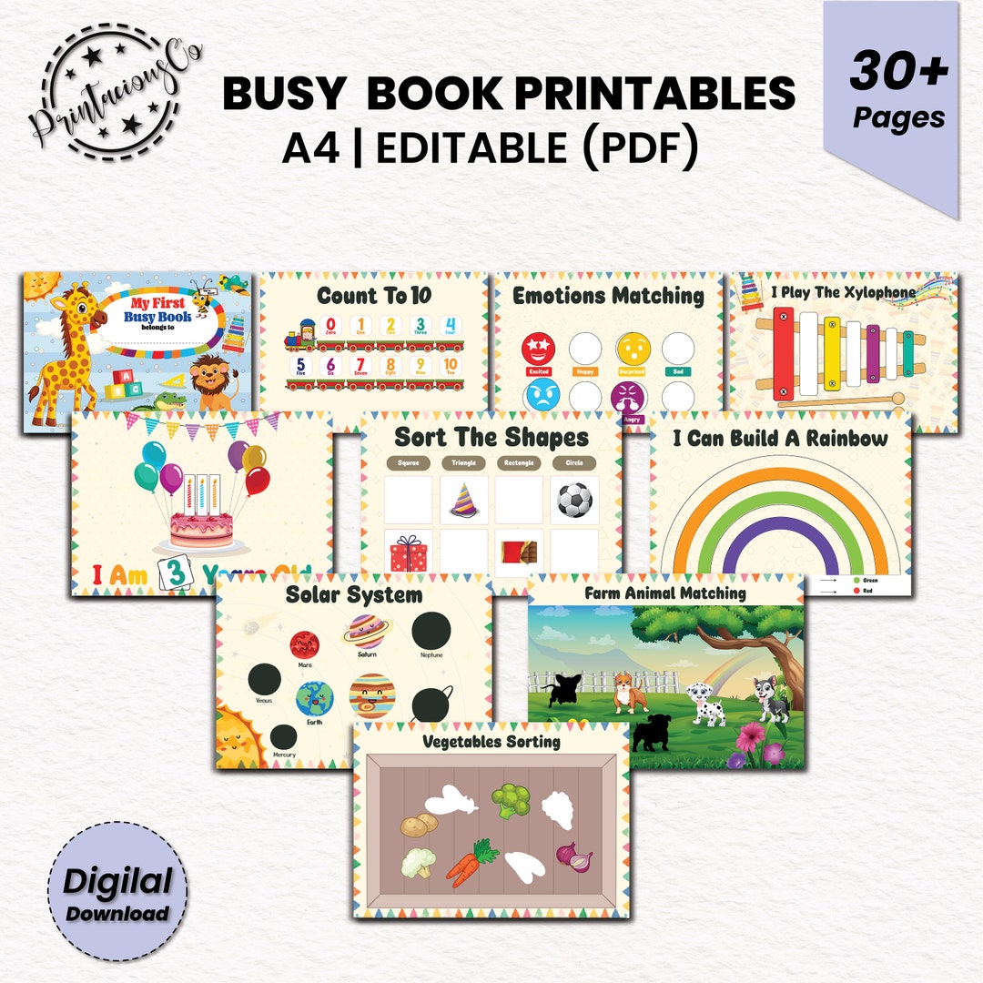 Busy Book Printable | Toddler Busy Book | Preschool Busy Book | Toddler ...