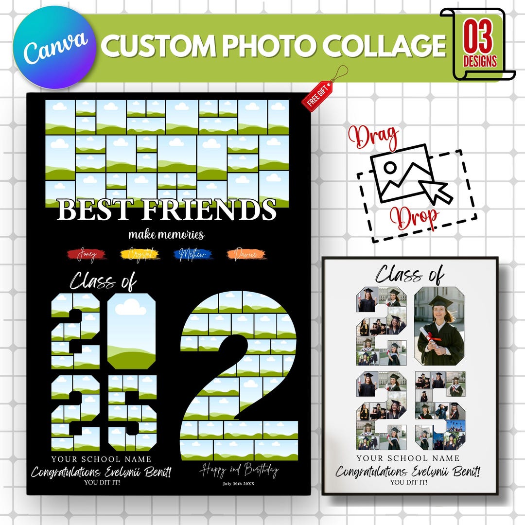 Custom Photo Collage Template: DIY Family Memory Gift (canva Editable ...