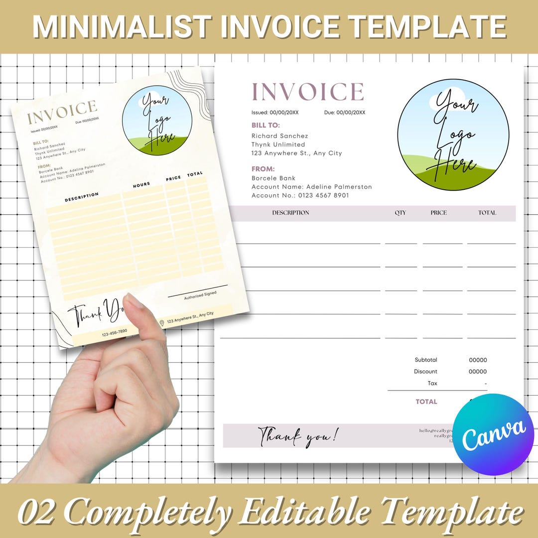 Minimalist Invoice Template: Editable Canva Design (digital Download ...