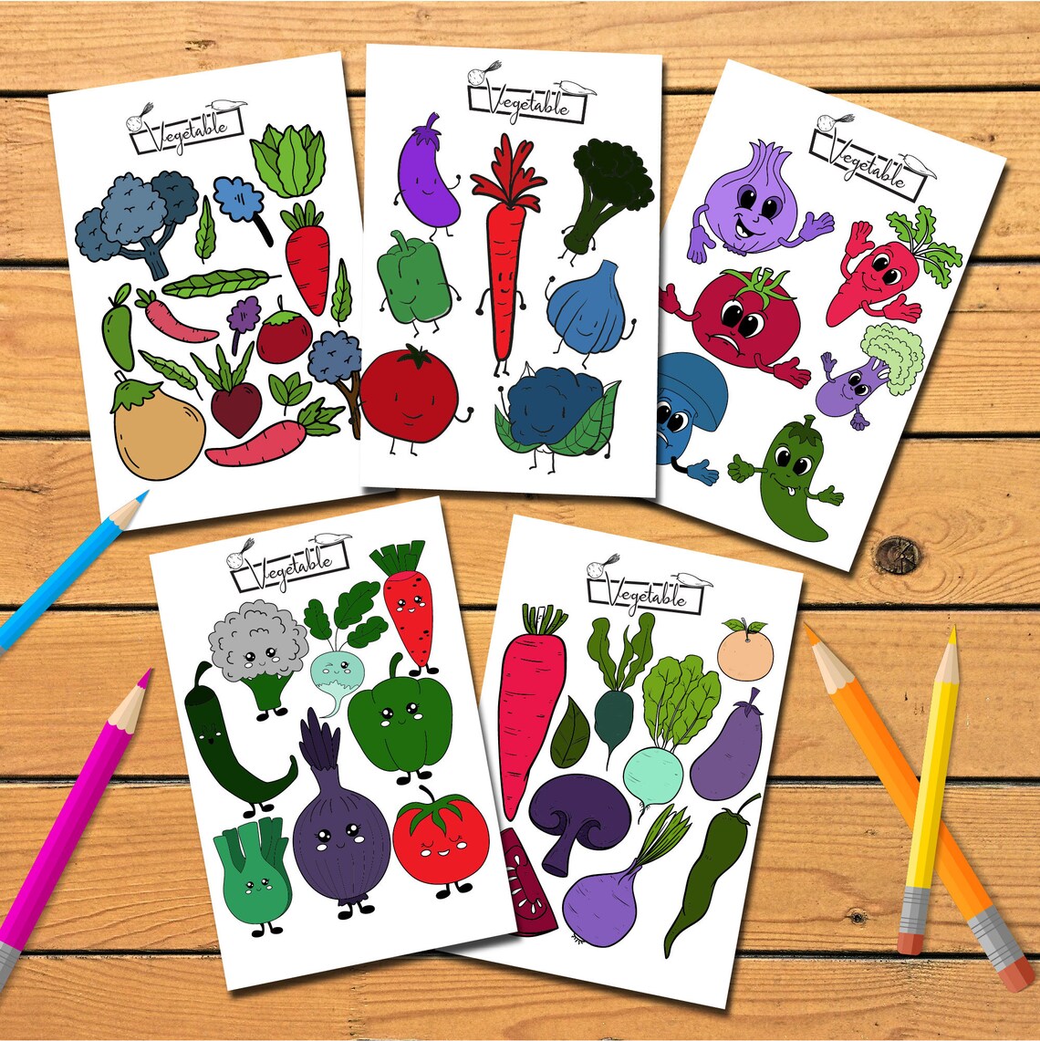 25 Vegetable Coloring Pages for Kids: Homeschool Printables (PDF) - Etsy