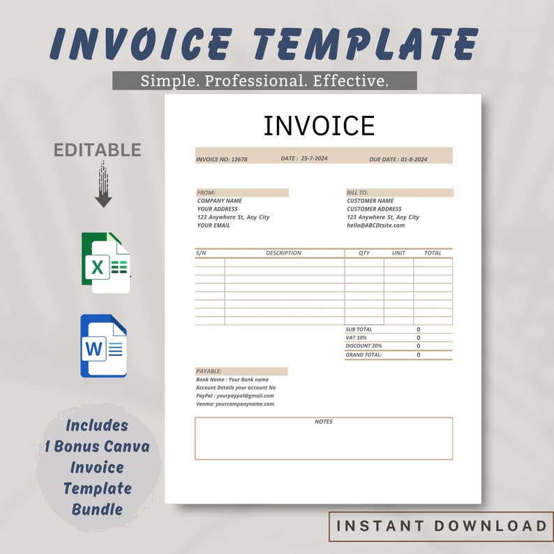 Invoice Template Business Invoice Modern and Professional Invoice ...
