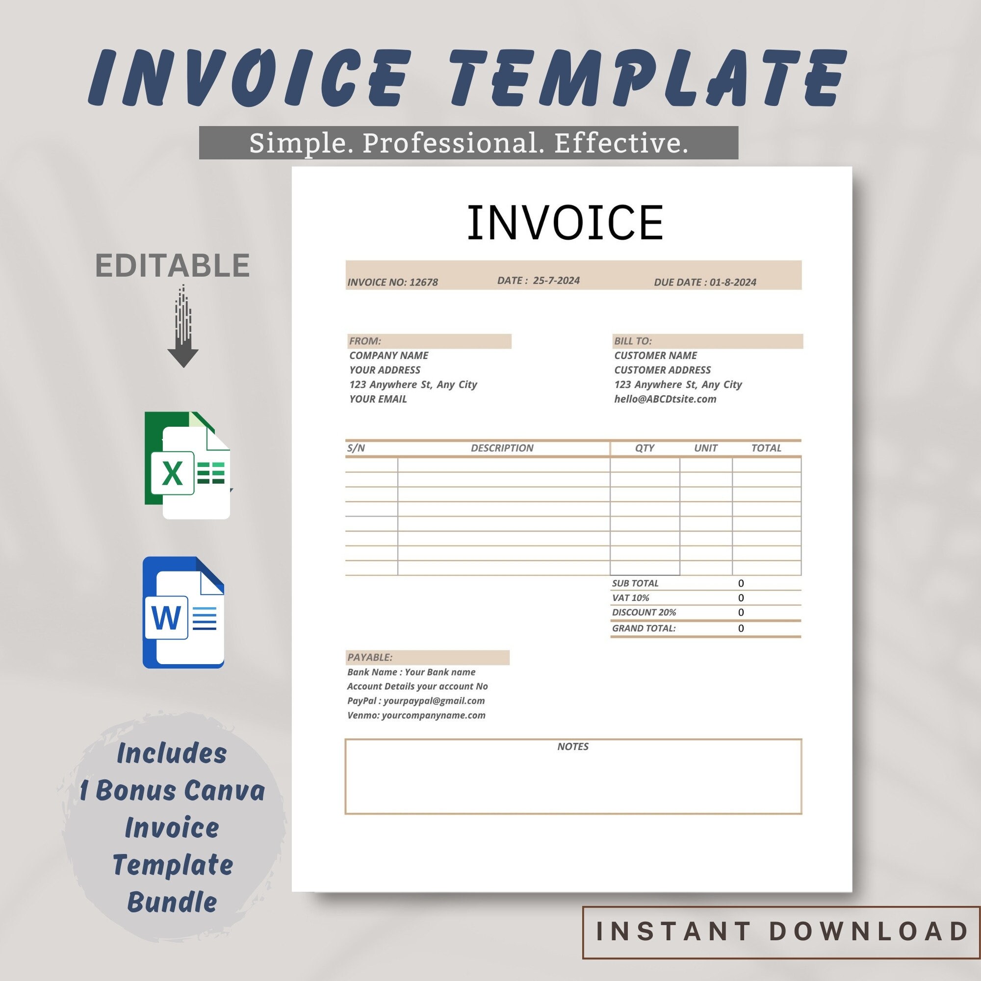 Invoice Template Business Invoice Modern and Professional Invoice ...