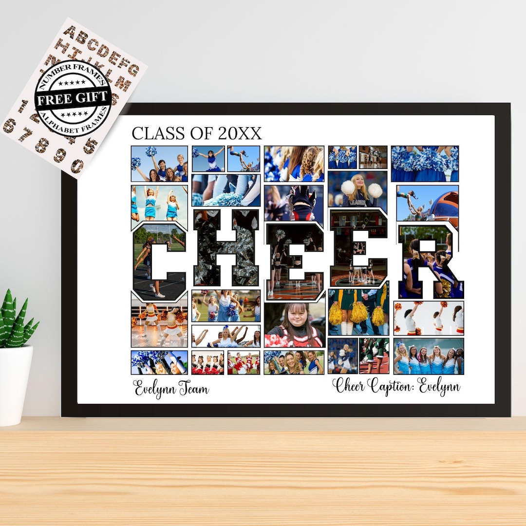 Cheerleader Photo Collage Template: Senior Night Gift (canva Editable ...