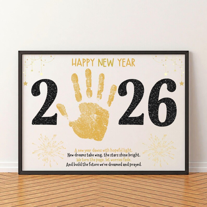New Years Handprint Art |printable Keepsake Activity |handprint Craft ...