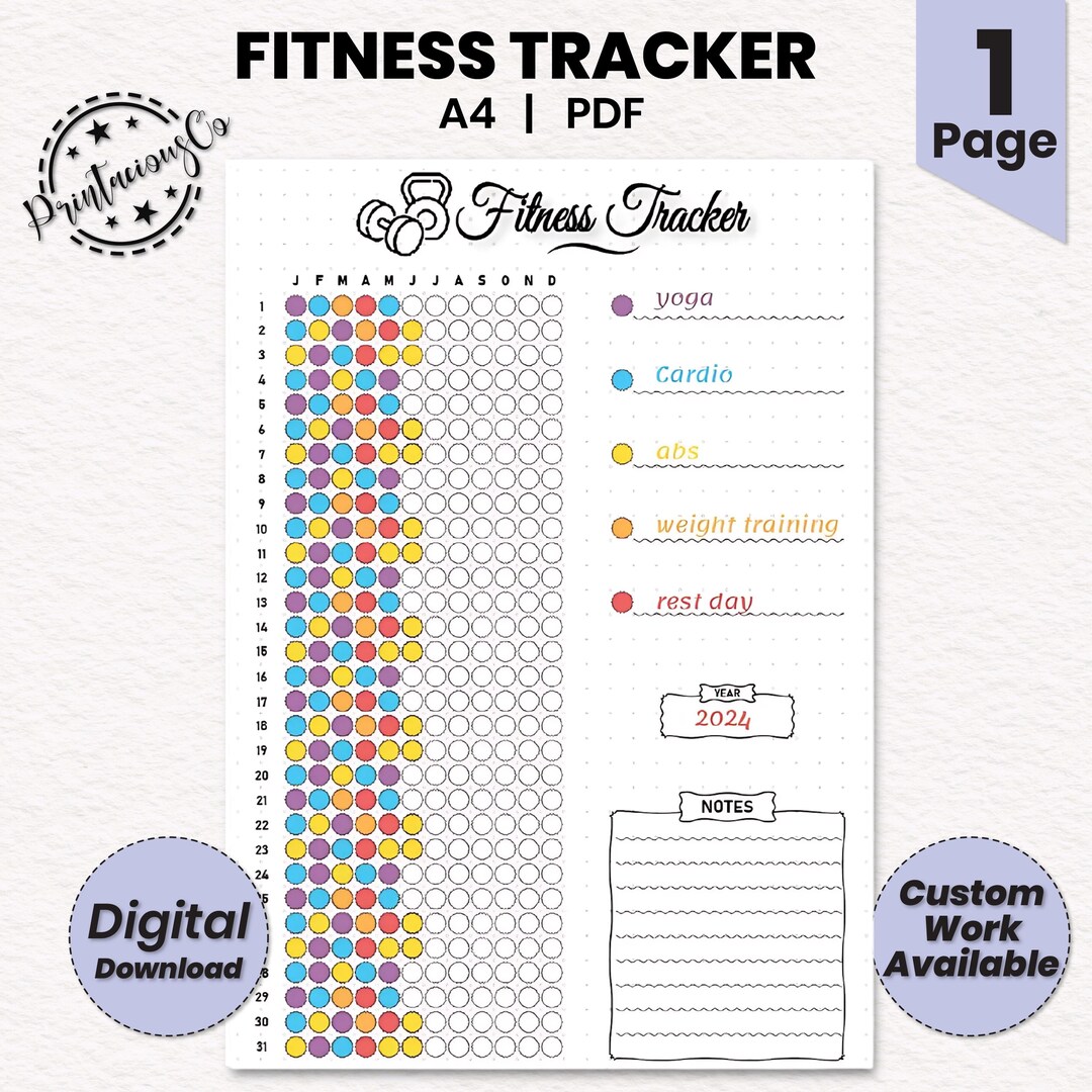 A4 Fitness Tracker: Exercise & Health Log (PDF) - Etsy