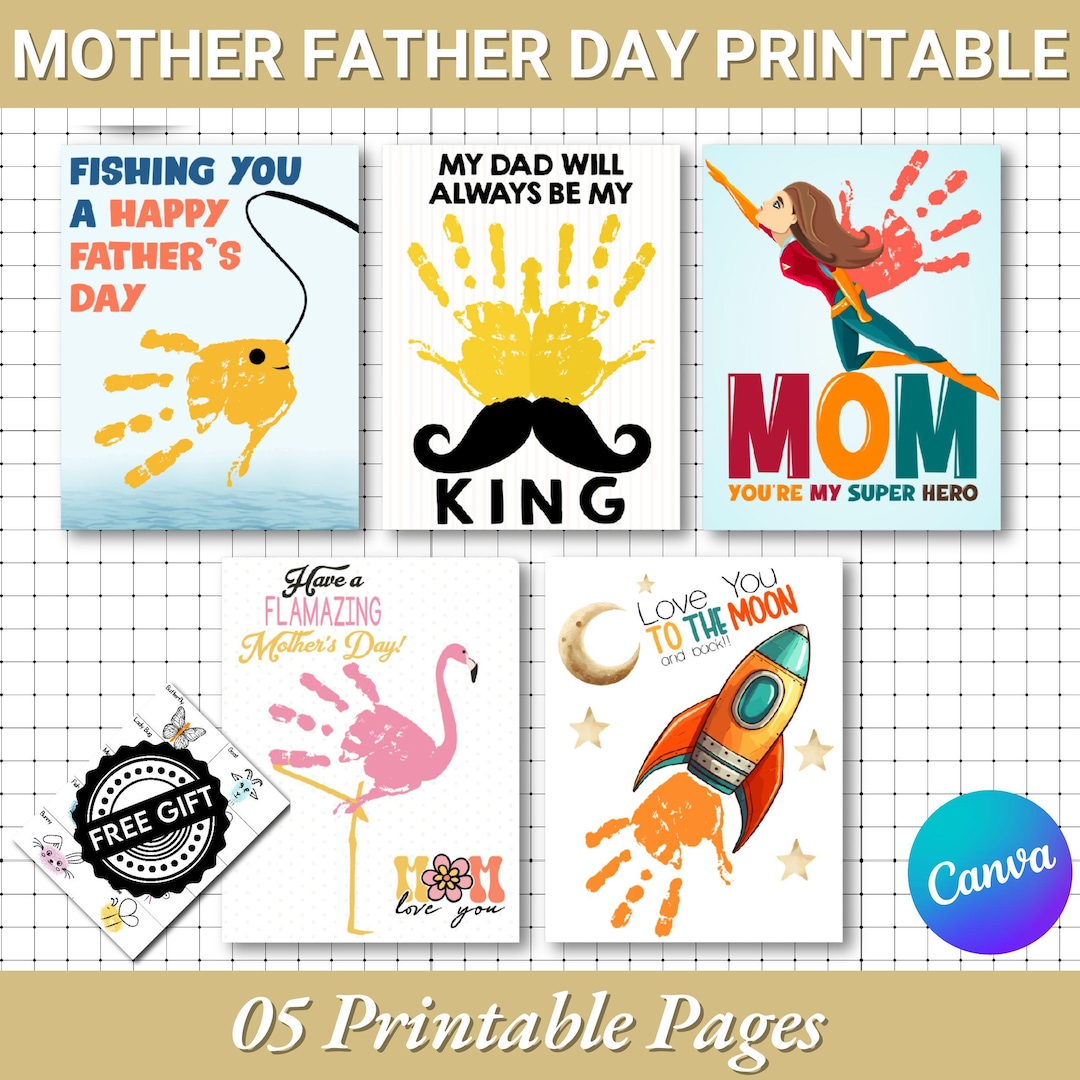 Handprint Art Card: Mother's/father's Day DIY Gift (printable) - Etsy