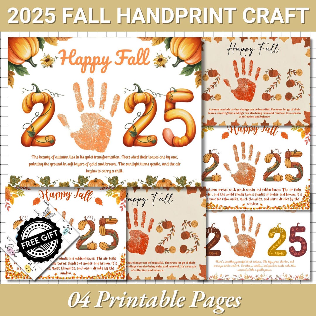2025 Fall Handprint Craft: Keepsake Art (canva Template) - Etsy