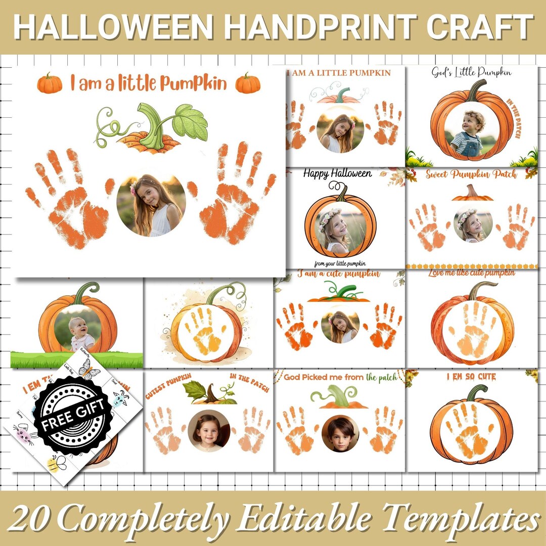 Halloween Handprint Art Template: Preschool Thanksgiving Craft (canva ...