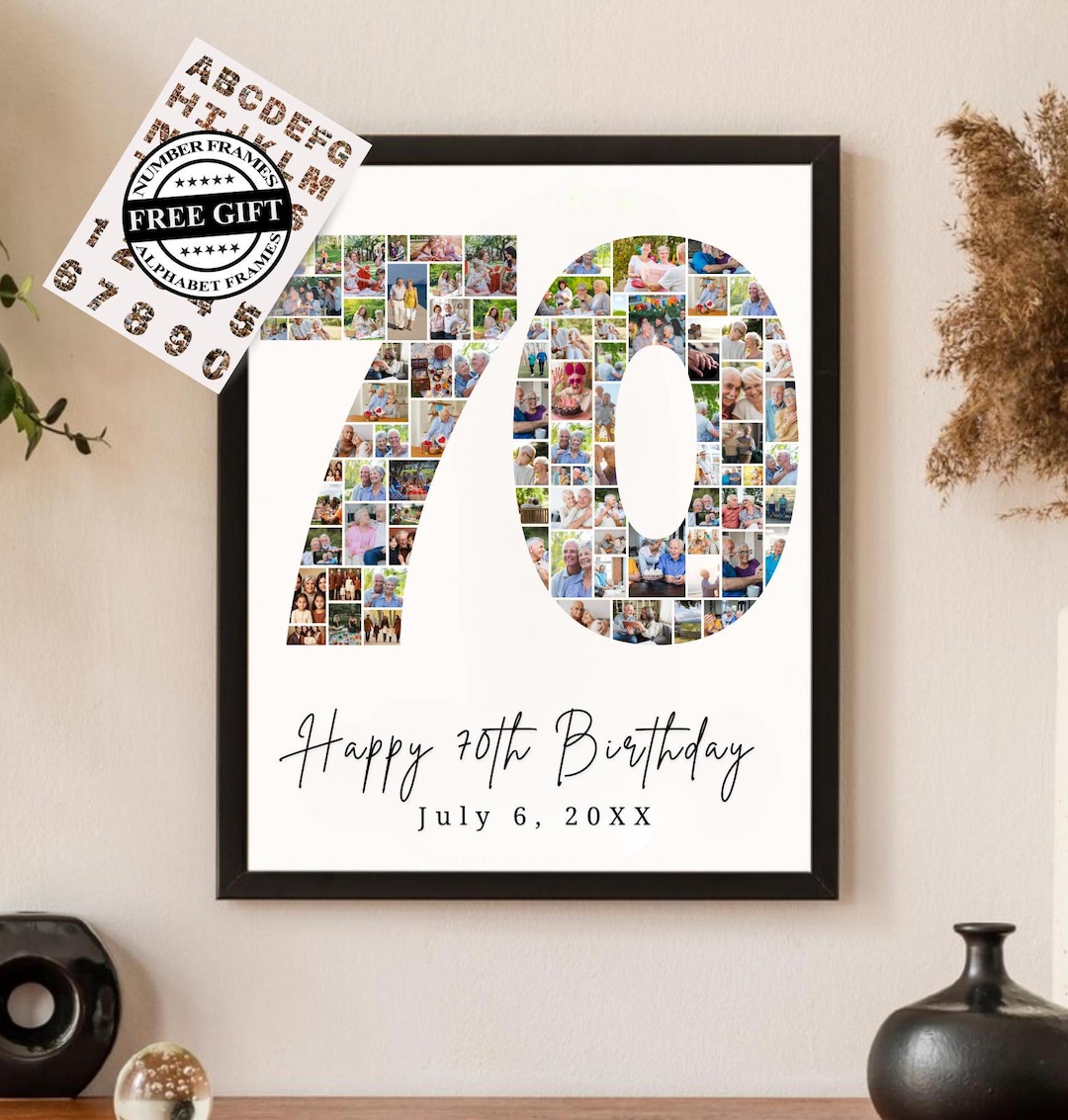 70th Birthday Photo Collage Templates | Personalized 70th Birthday Gift ...