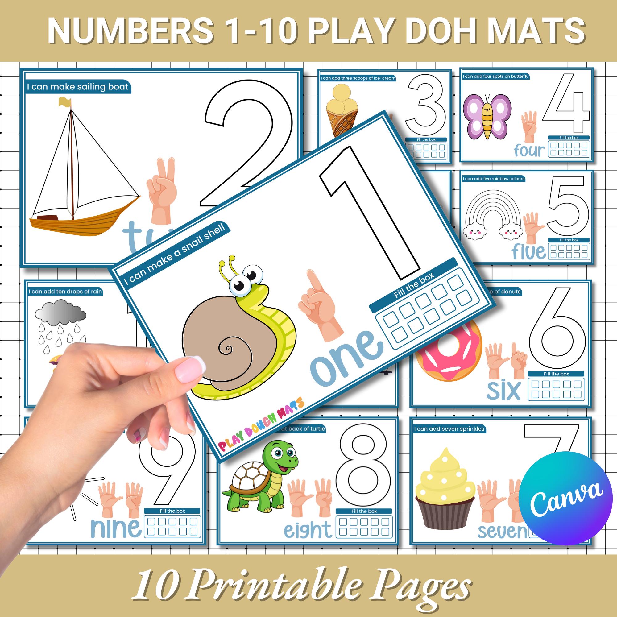 Numbers 1-10 Play Doh Mats: Fine Motor Skills Activity (printable PDF ...