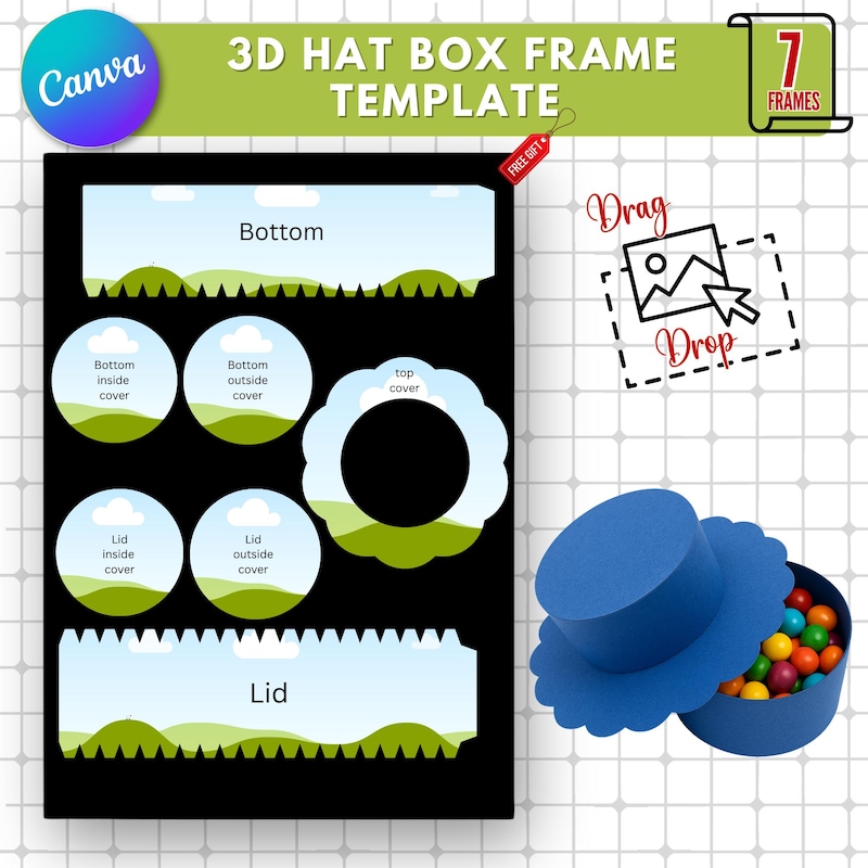 Hat Box Template - Etsy