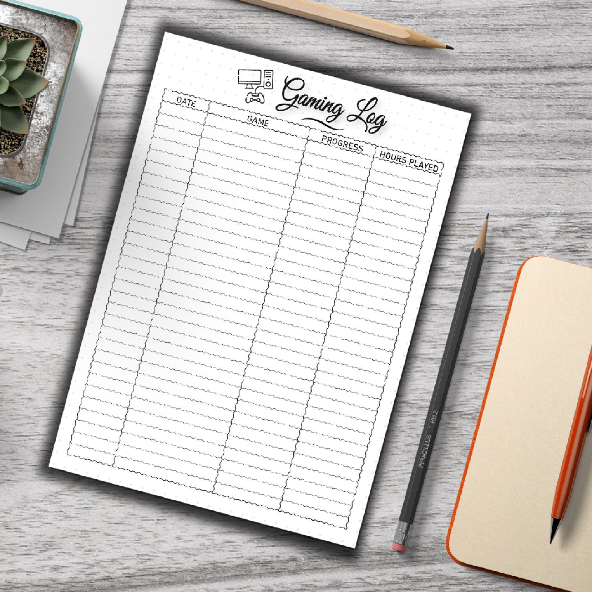 Gaming Log A4 Journal Page Printable Monthly Tracker Video Game Log ...