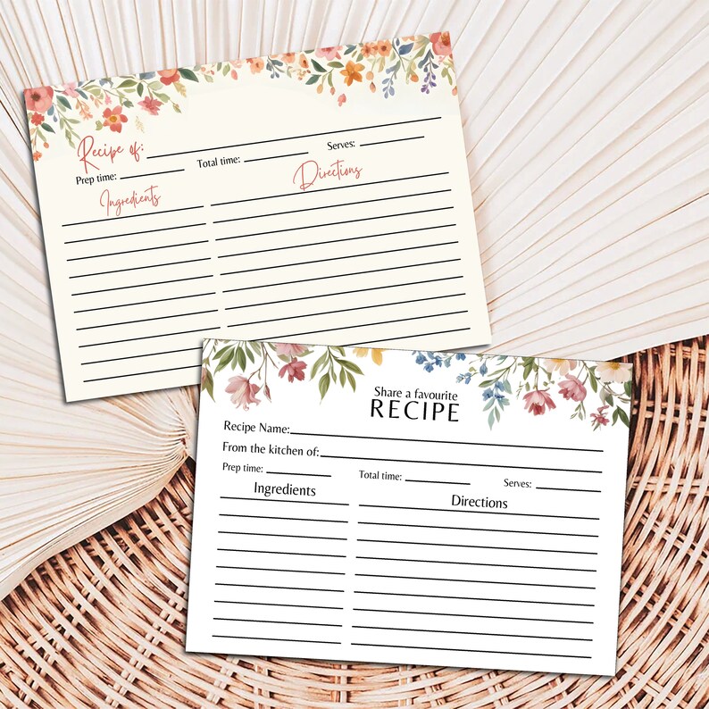 Editable Recipe Card Canva Template Simple Recipe Card Template ...