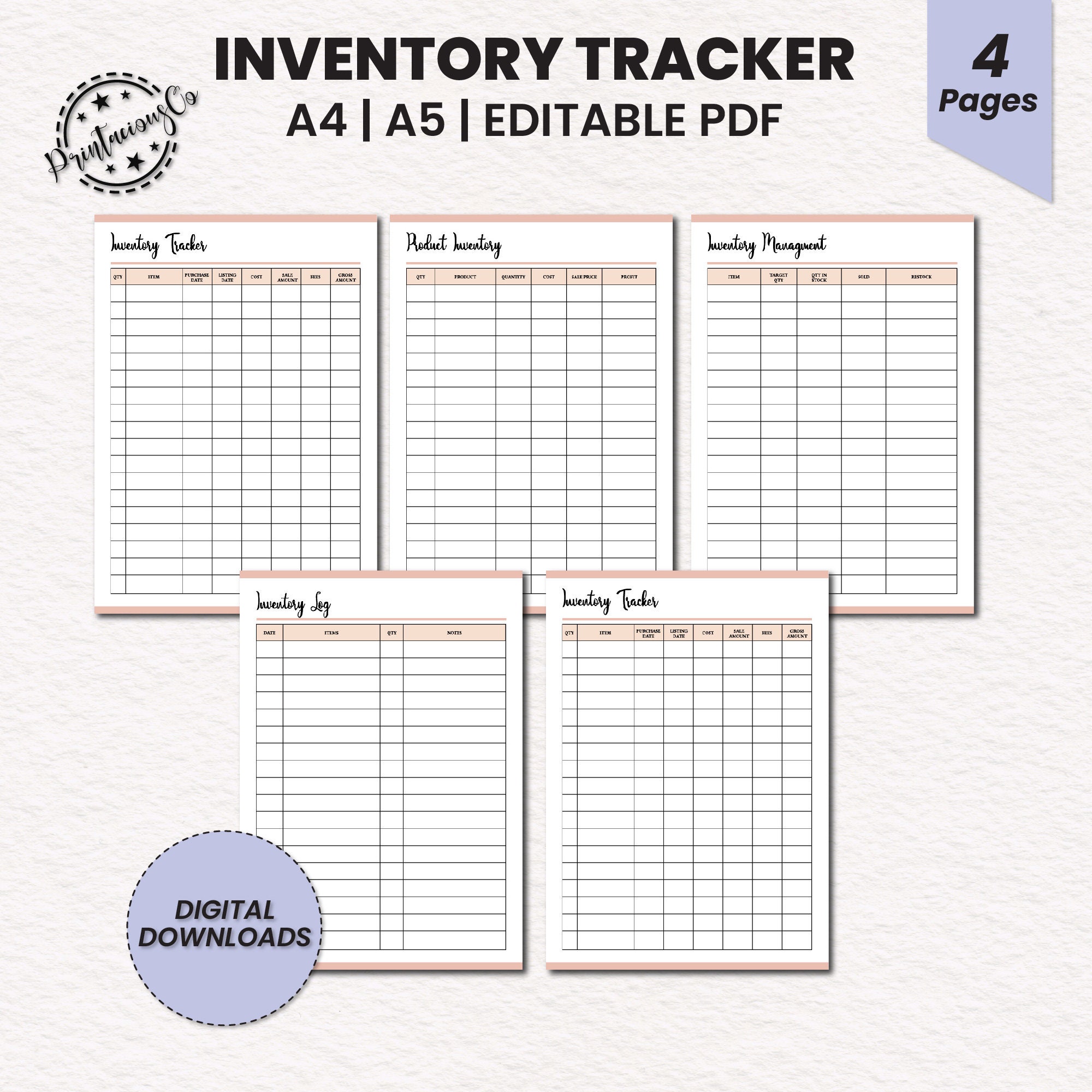 Editable Inventory Tracker Inventory Management Inventory Tracker ...