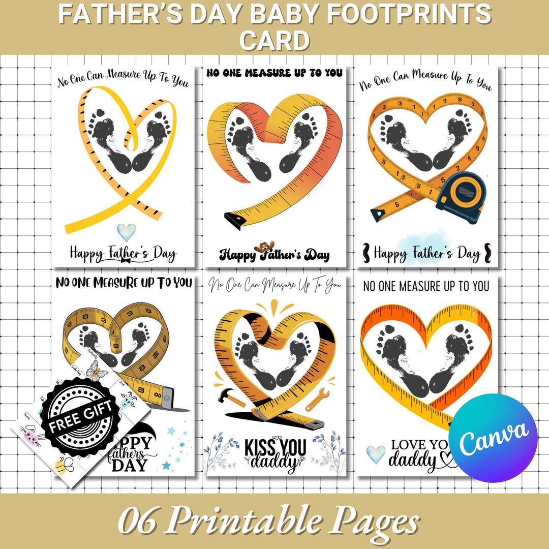 Father’s Day Baby Footprints Card Template |printable Canva Template ...