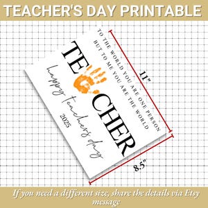 Teacher Appreciation Gift Handprint | Printable Teacher Handprint Art ...