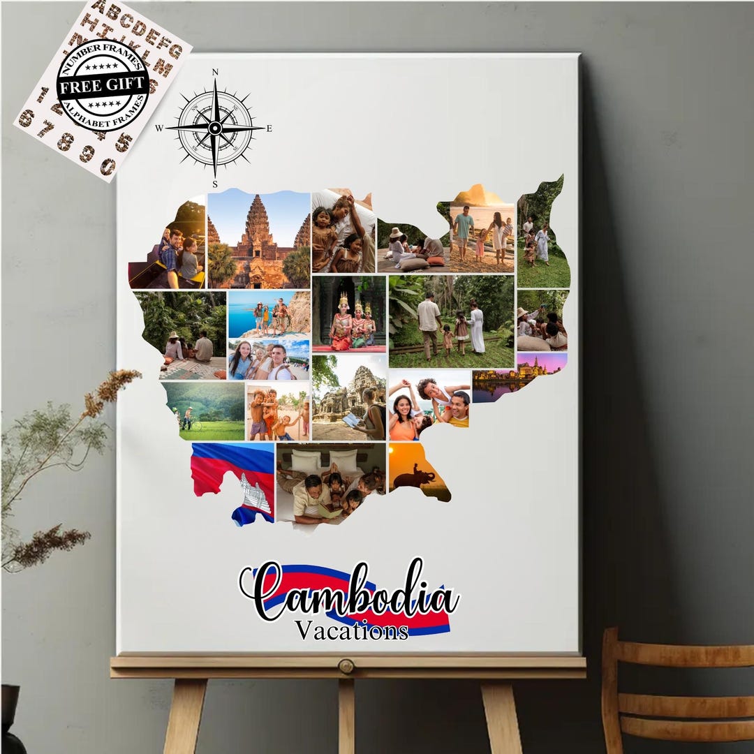 Editable Cambodia Photo Collage Canva Template |custom Travel Photo ...