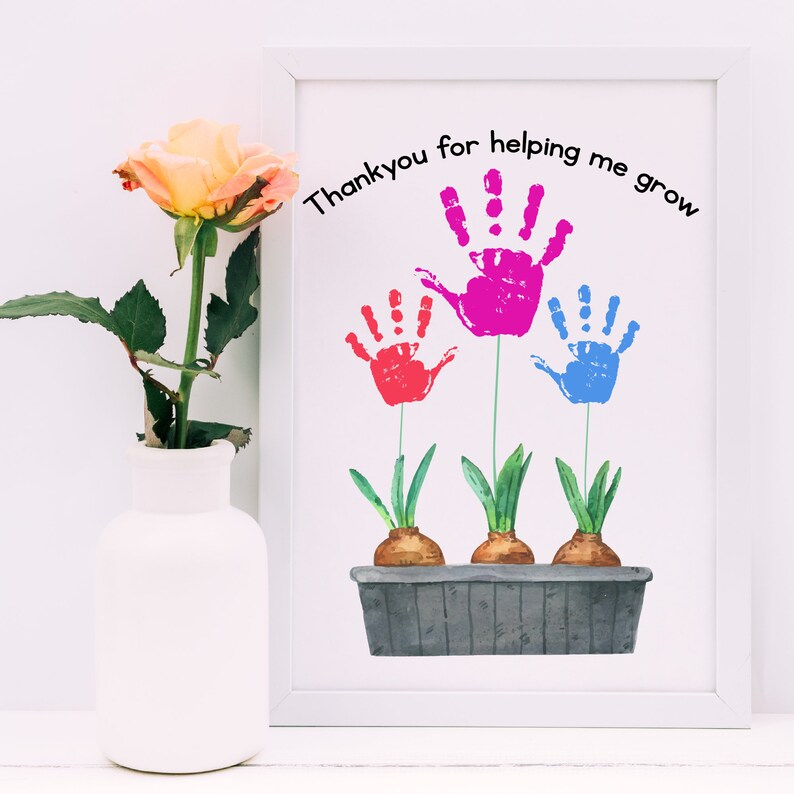 Mothers Day Handprint Garden Printable Handprint Flowers Bouquet Memory ...