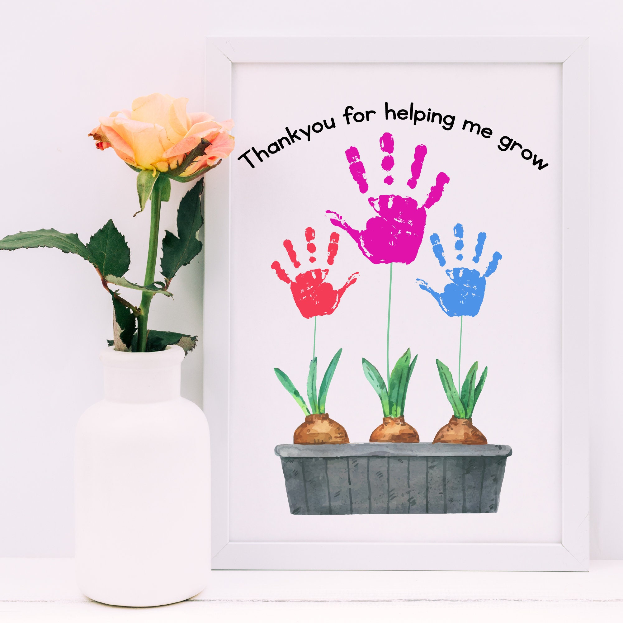 Mothers Day Handprint Garden Printable Handprint Flowers Bouquet Memory ...