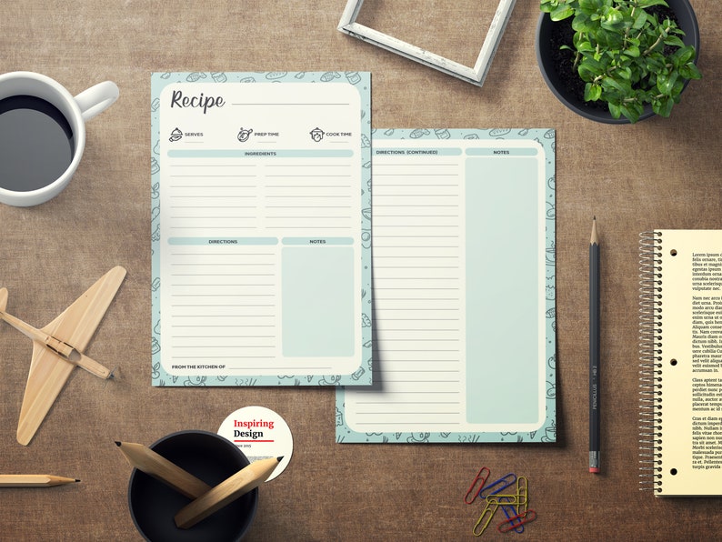 Editable Recipe Book Template: Minimalist Recipe Cards (A4 & US Letter ...