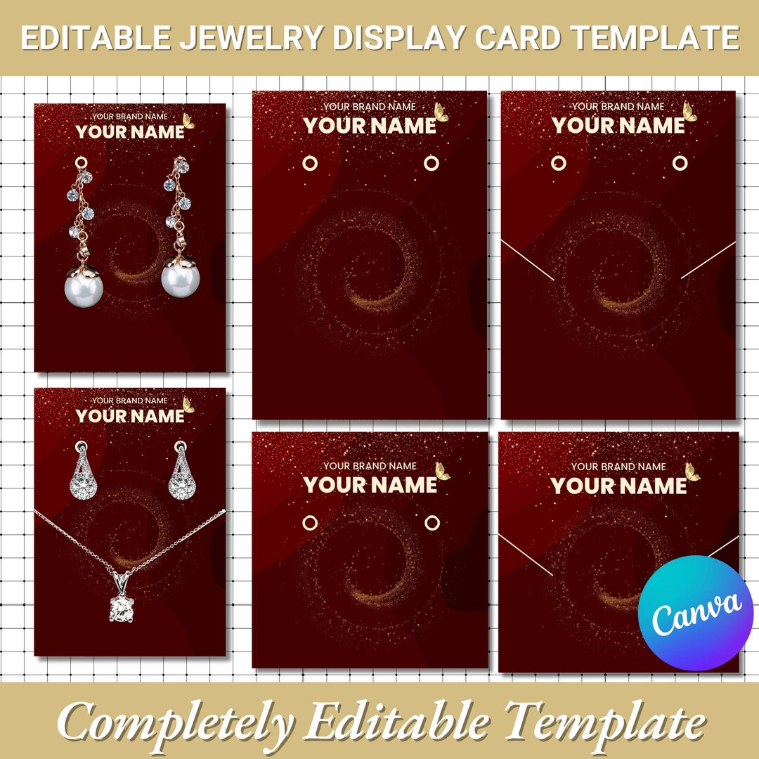 Jewelry Display Card Template |editable + Printable Canva Template ...