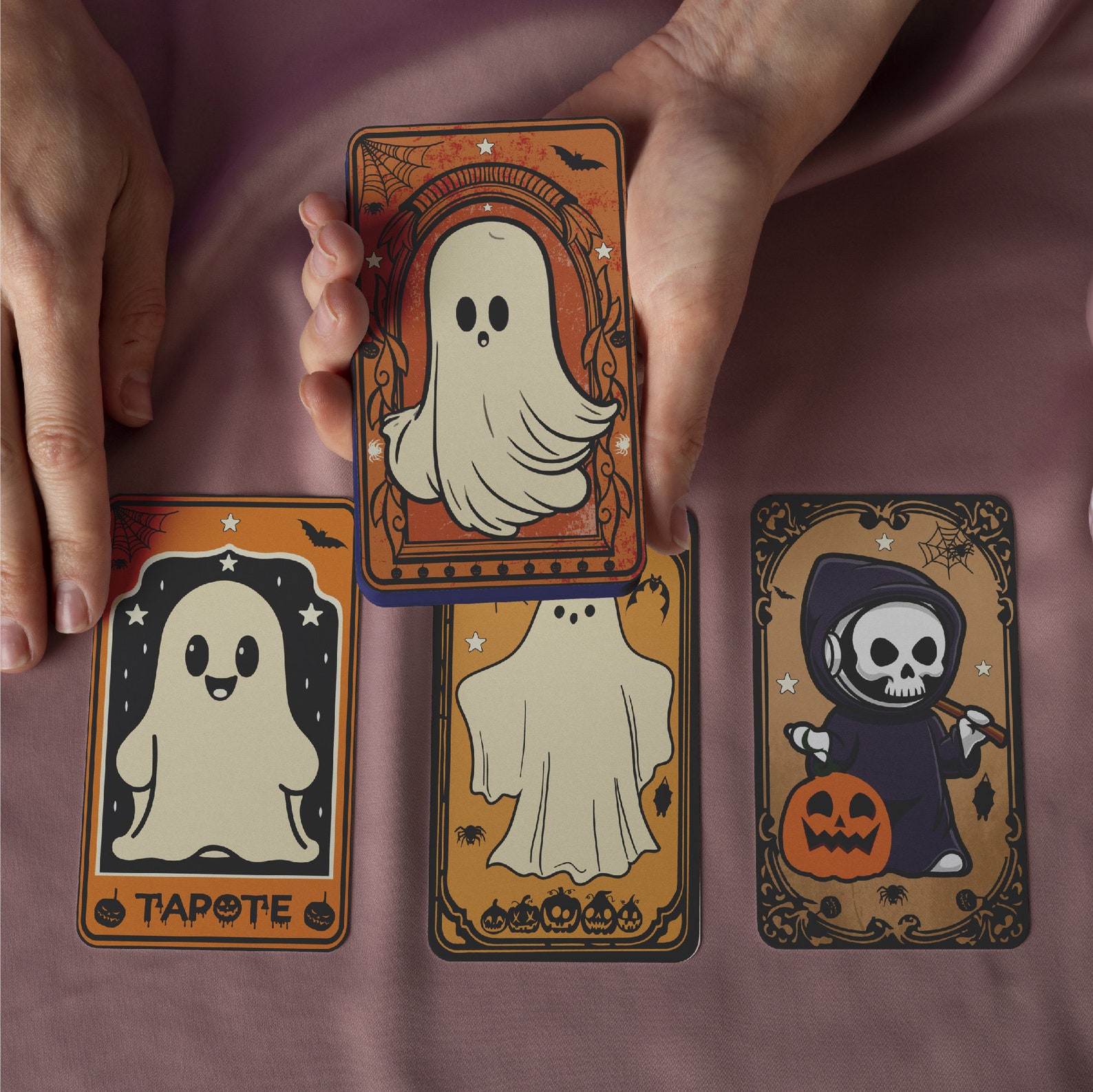 Cute Tarot Card Svg Cute Ghost Svg Cute Ghost Tarot Cards Svg Halloween ...