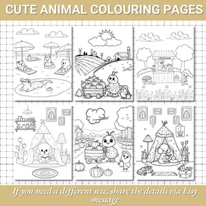 Kawaii Animal Coloring Pages: Kids Printable Activity (canva Template ...