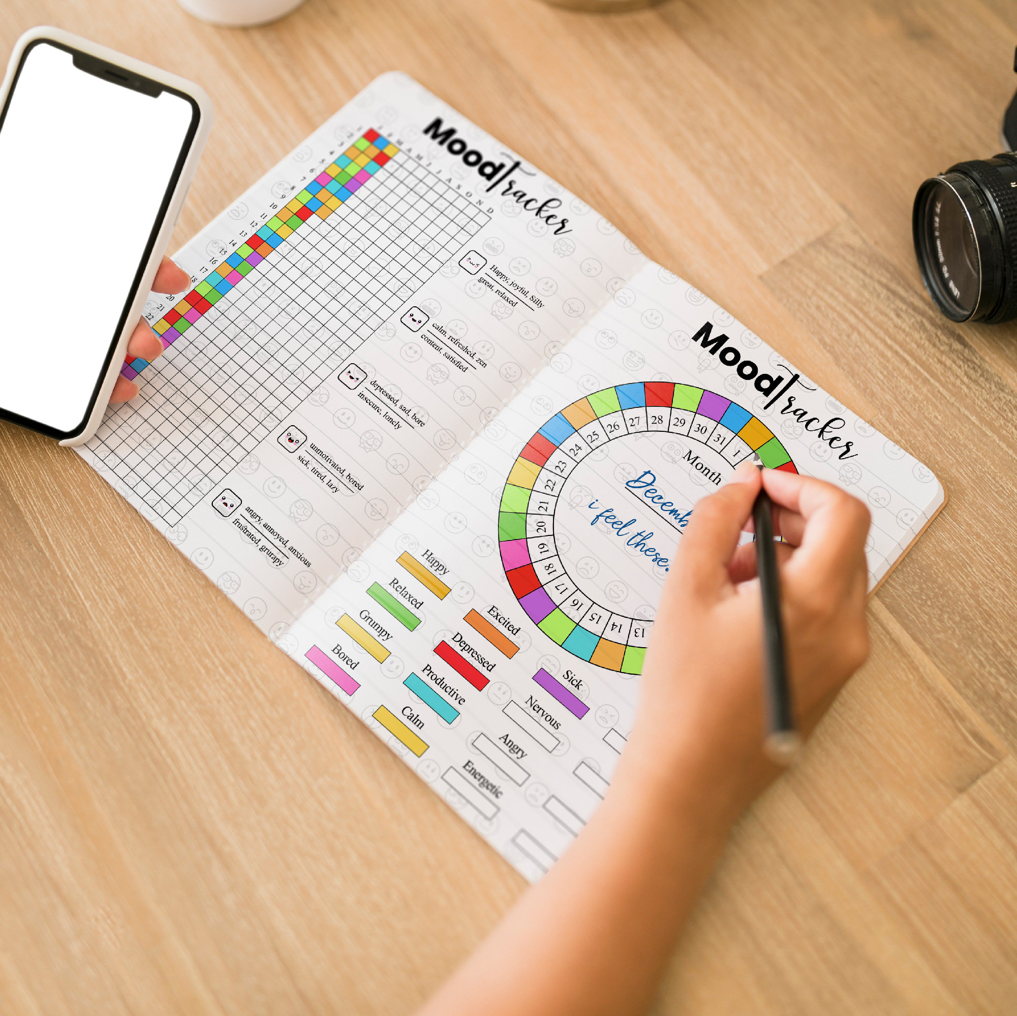 Mood Tracker Printable Mood Chart Mood Journal Daily Tracker Feeling ...