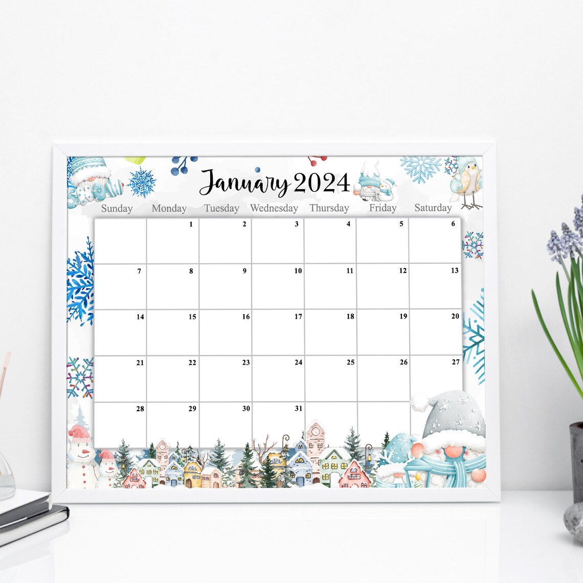 Editable January 2024 Calendar Printable Wall Calendar 2024 Fillable ...
