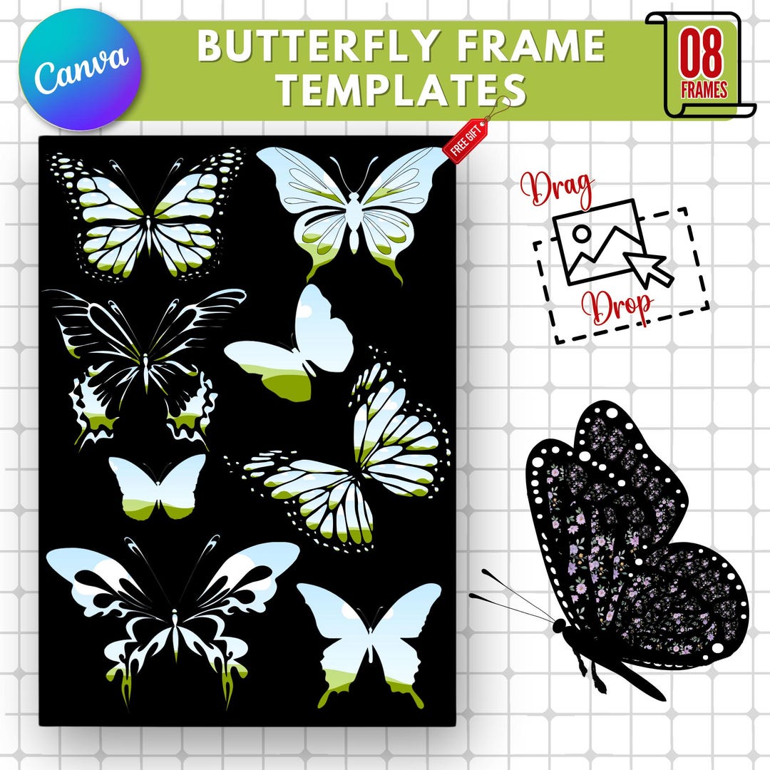 08 Editable Insect Canva Frame Templates | Create Your Own Sublimation ...