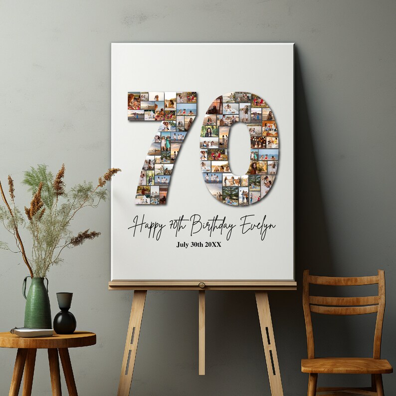 70th Birthday Photo Collage Templates Personalized 70th Birthday Gift ...