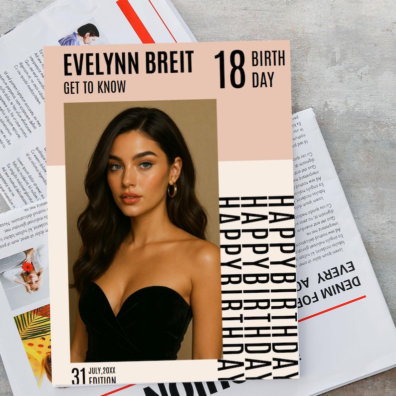 Editable Birthday Magazine Cover Template | DIY Canva Design - Etsy